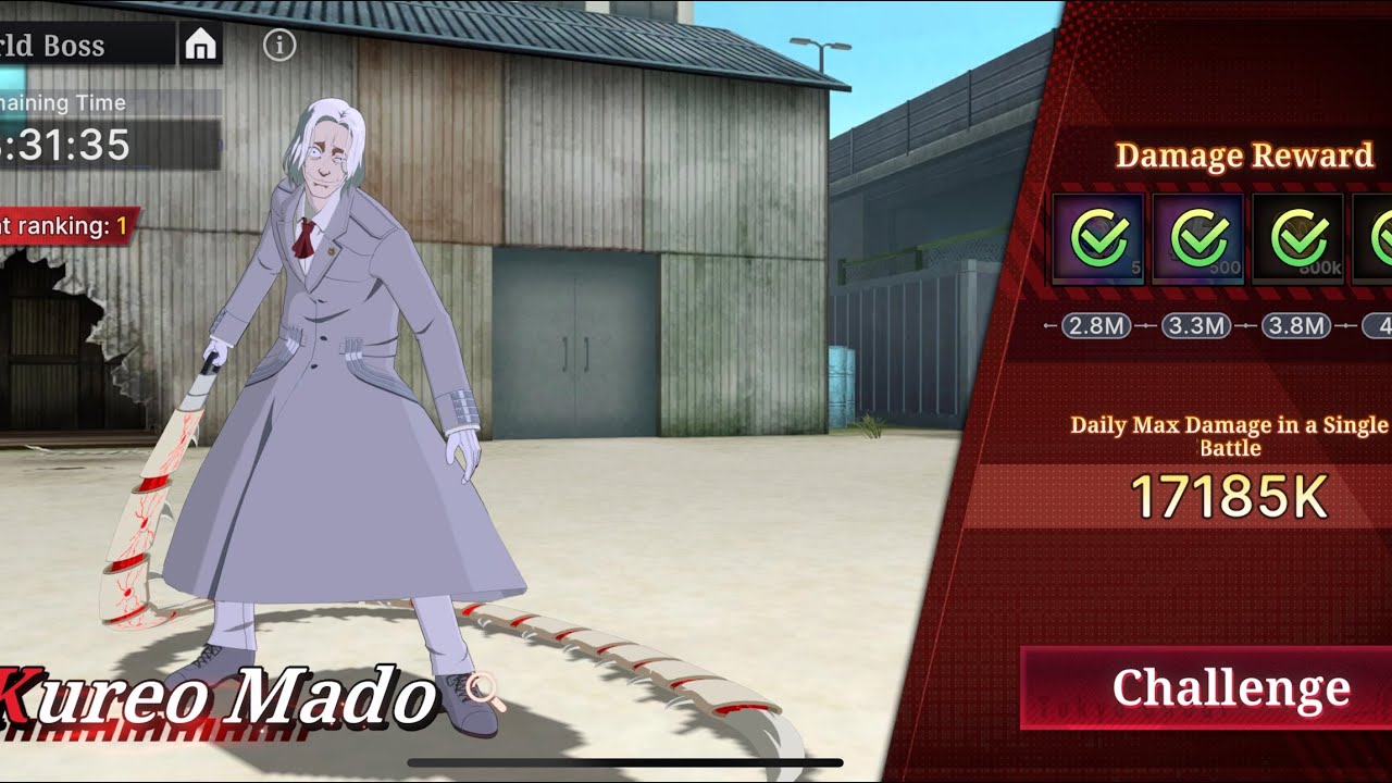 Mado World Boss (17100k) Tokyo Ghoul BTC - YouTube