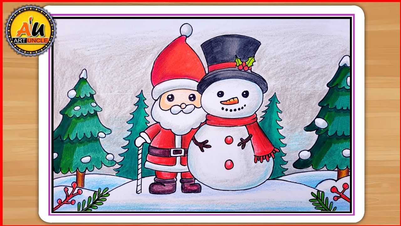 How to draw | Santa Claus | Christmas Tree | Snow | Winter | Xmas | New ...