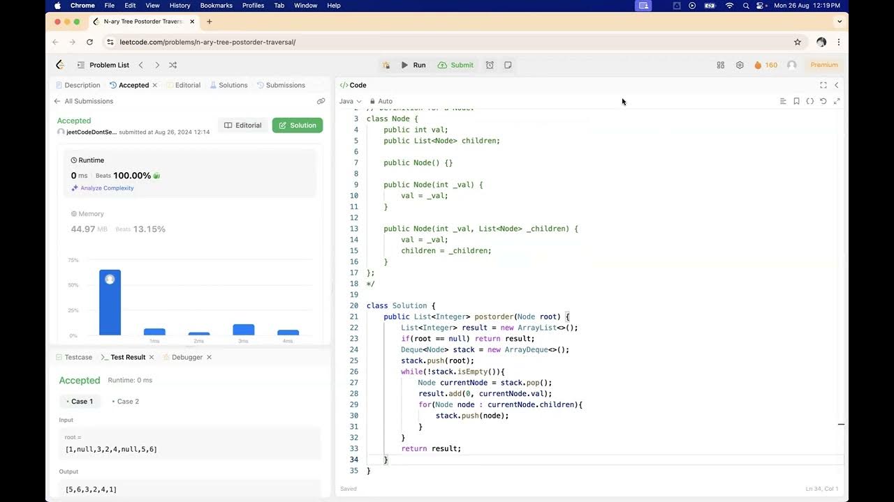 590. N-ary Tree Postorder Traversal - YouTube
