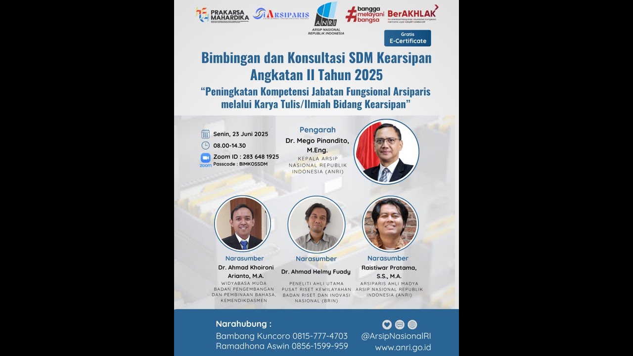 Bimbingan dan Konsultasi SDM Kearsipan Angkatan II Tahun 2025 - YouTube
