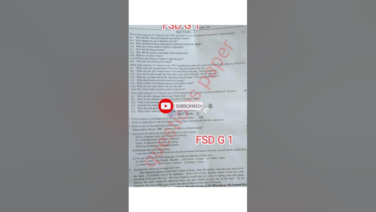 11th Class English Question Paper 2023 faisalabad Board 11 Class 11th-class-english-question-paper-2023-faisalabad-board-11-class