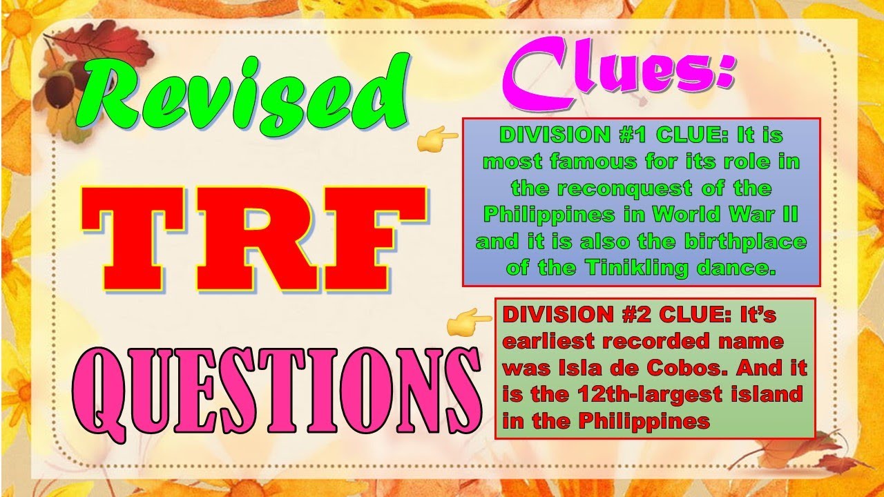 ANG HIRAP NG REVISED TRF QUESTIONS NG DALAWANG DIVISIONS AT SABAY ANG ...