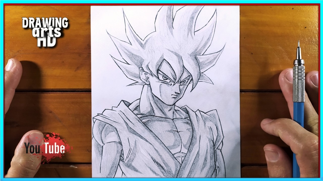 How to draw Goku super saiyan god pencil drawing - YouTube