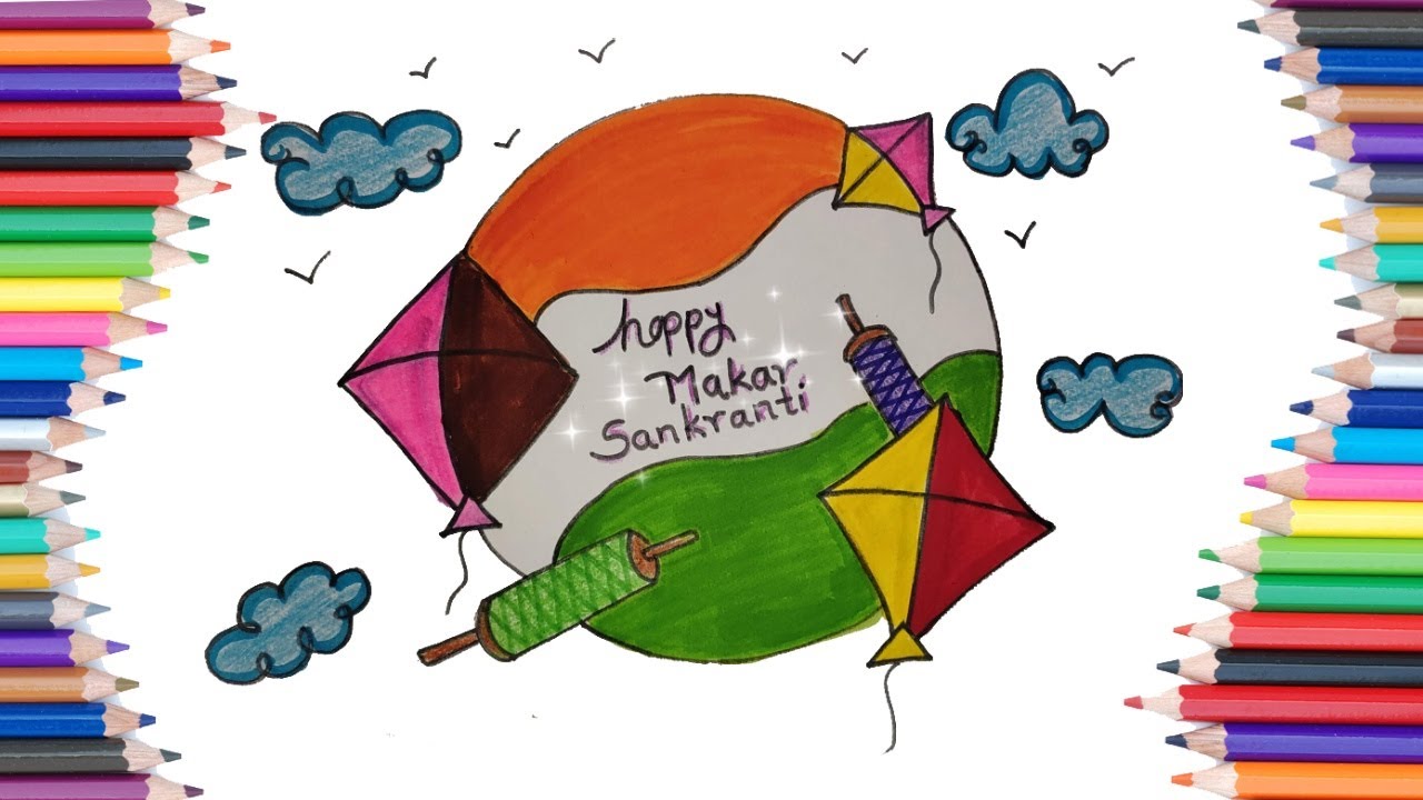 Easy Pongal Drawing | Makar Sankranti Drawing | Pongal Drawing Step By ...