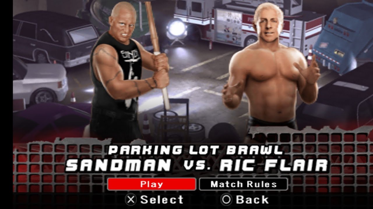 SVR 2008 Sandman VS Ric flair [ Parking Lot Brawl] PPSSPP - YouTube