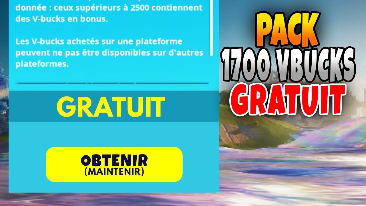 Nouveau Pack 1700 Vbucks GRATUIT Fortnite - YouTube