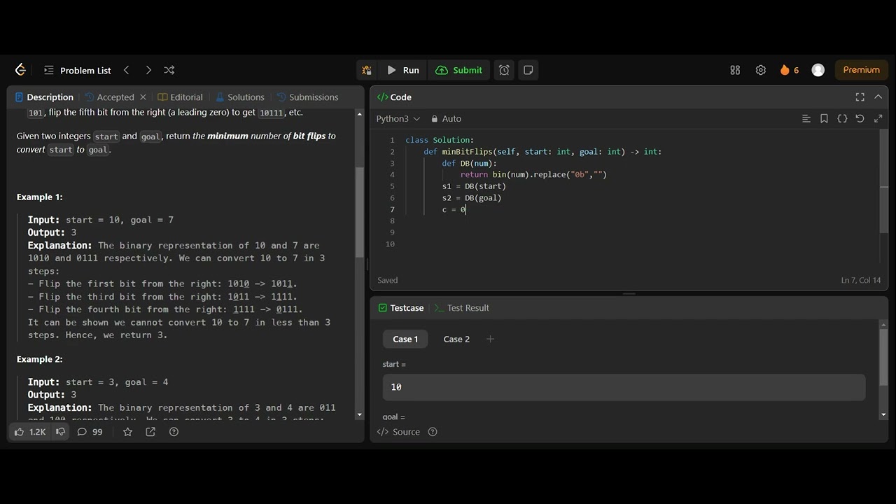 Leetcode 2220 Minimum Bit Flips To Convert Number Youtube 5279