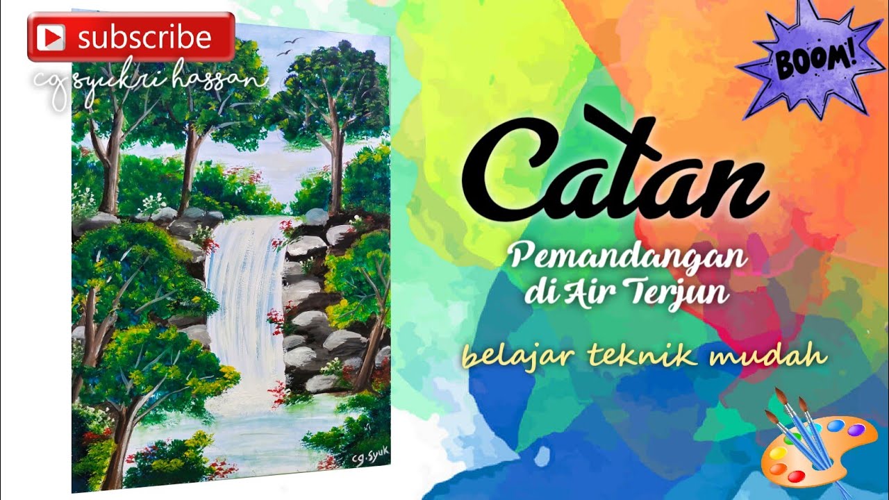 CATAN Pemandangan Di Air Terjun | Pendidikan Seni Visual - YouTube
