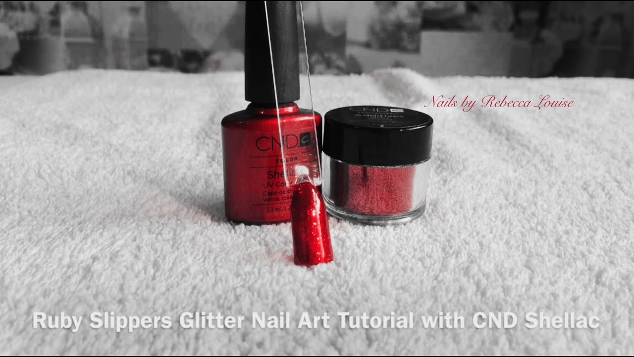 CND Shellac Ruby Slippers Glitter Nail Art Tutorial - YouTube