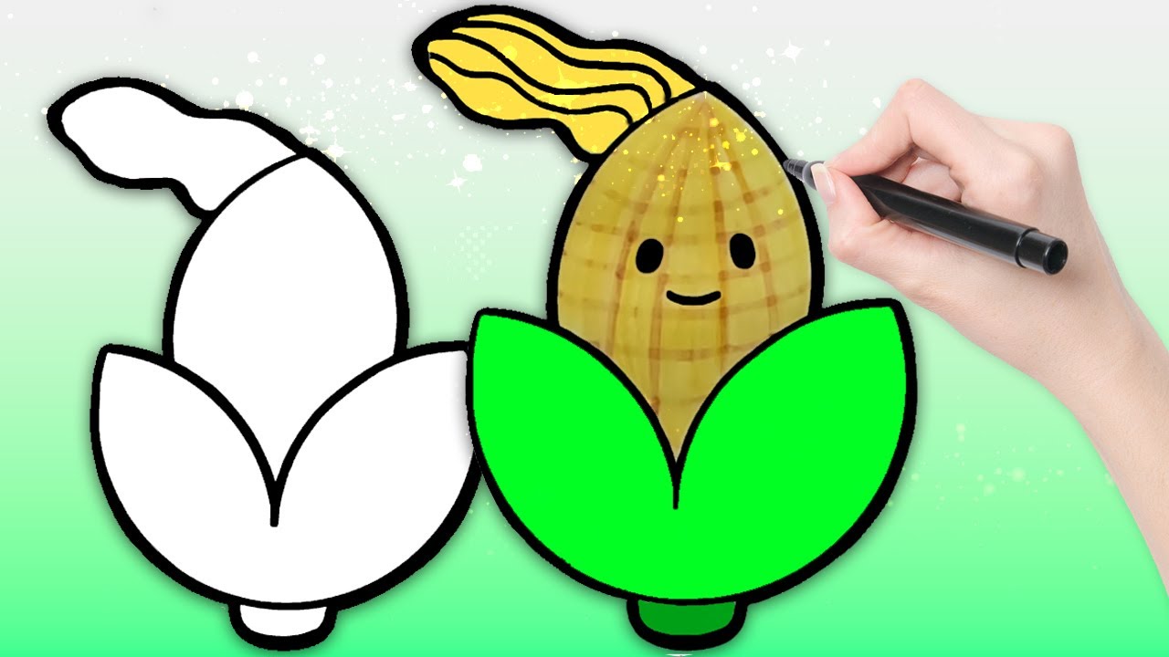 How to Draw Corn Step by Step (Very Easy) / How to Draw Funny Corn ...