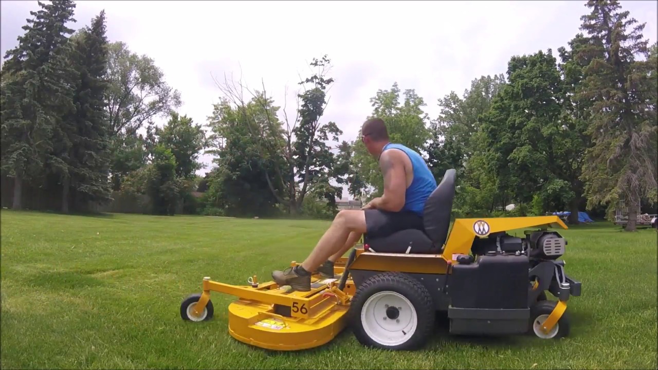Walker mower B19 - 56" side discharge mowing grass - YouTube