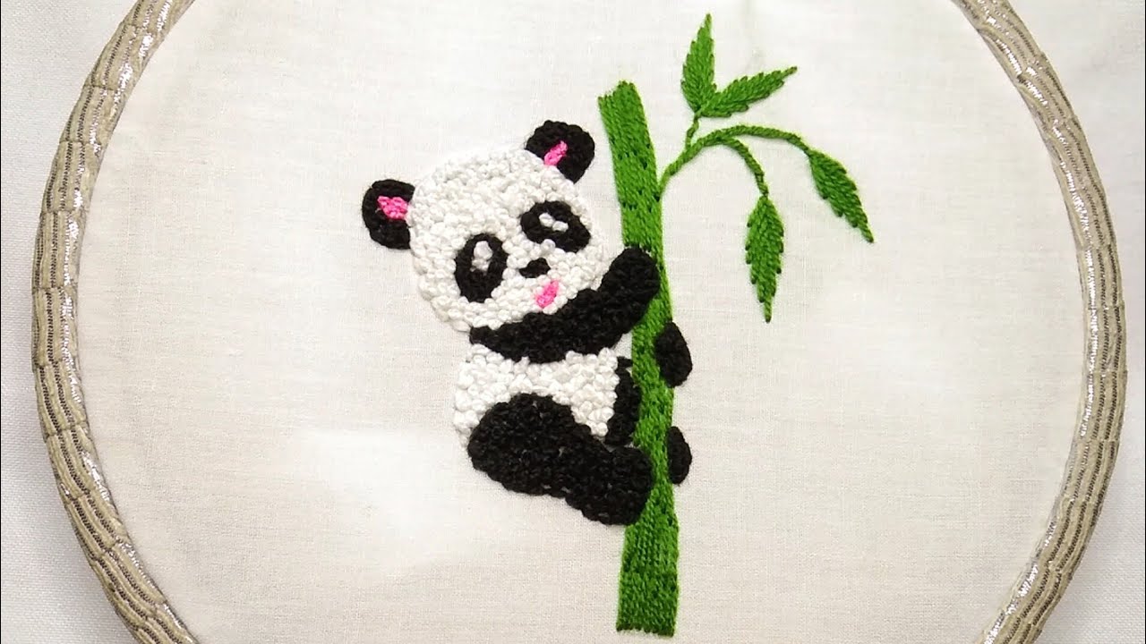 How to Embroidery a beautiful and easy Panda 🐼 | panda hand embroidery ...