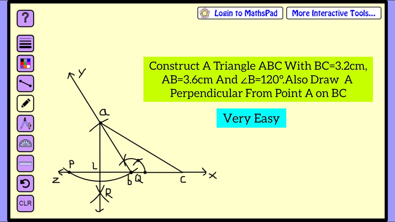 Construct A Triangle ABC With BC=3.2cm,AB=3.6cm And ∠B=120°.Also Draw A ...