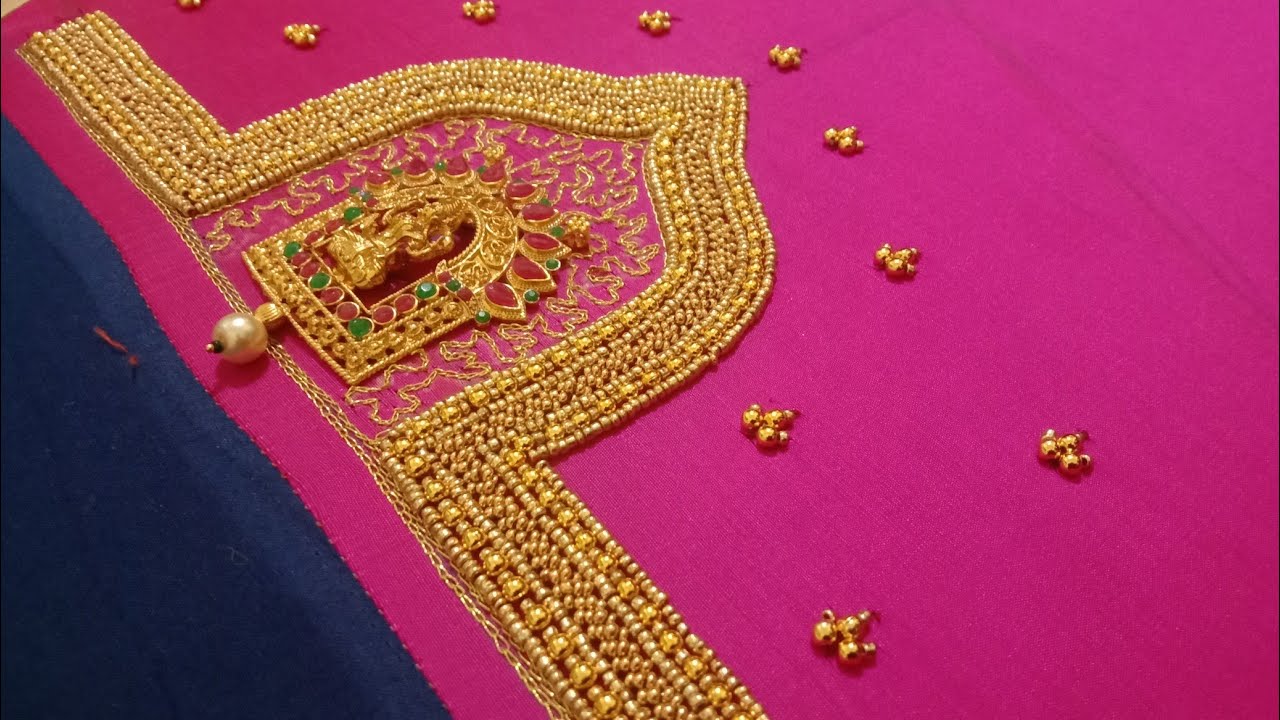 aari work sleeve design with pendant work - YouTube