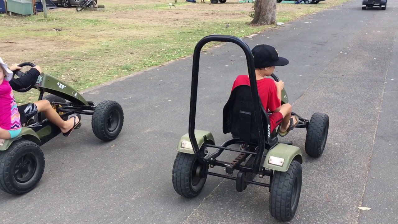 Riding go karts in NRMA Ocean Beach Holiday park in Umina Jan'17 - YouTube
