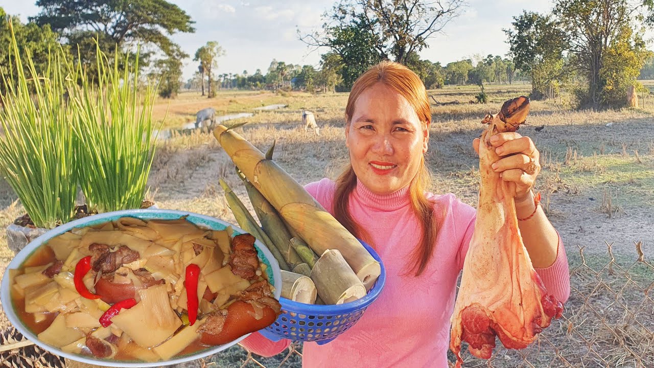 Traditional Cooking Style recipe with Bamboo shoots | Rural Cooking ...