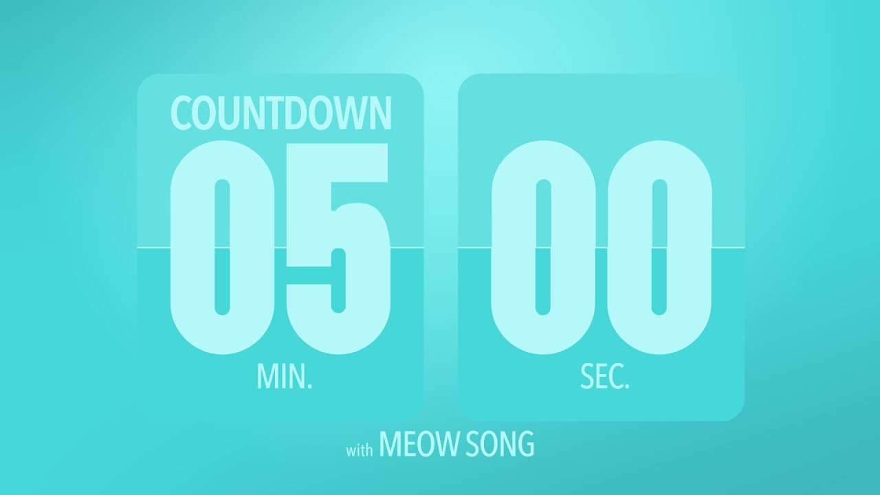 5 Min【300 Sec】Countdown Flip Clock Timer | Meow Meow Meow Meow Song 😺🙀😻 ...