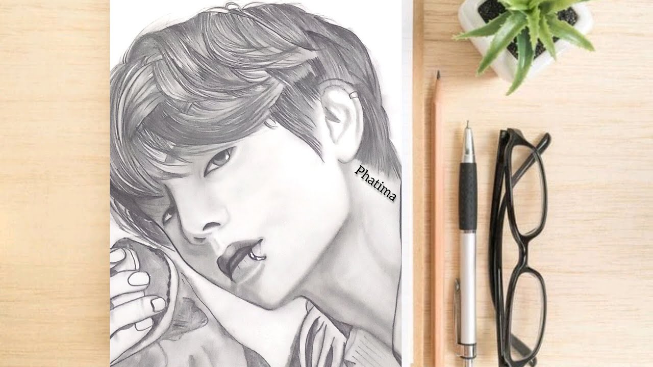 Drawing BTS: V (Taehyung) 뷔 ||BTS V Kim Taehyung pencil drawing // BTS ...