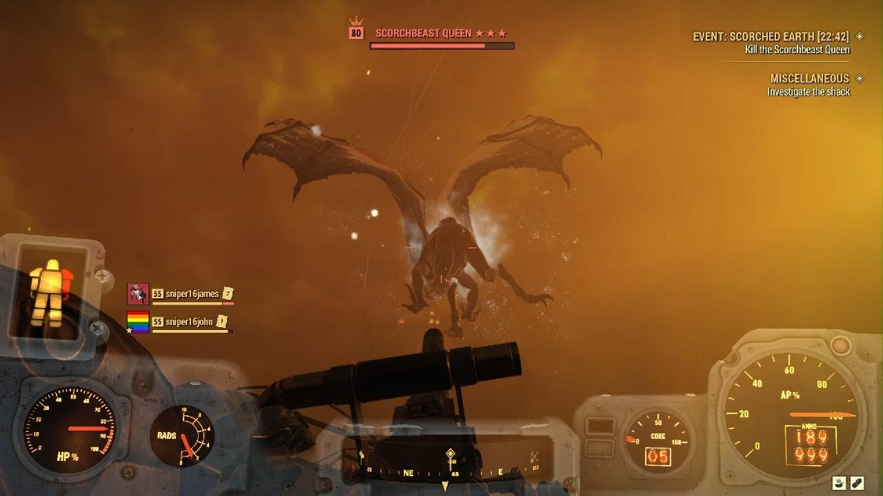 Fallout 76 Scorchbeast Queen Battle - YouTube
