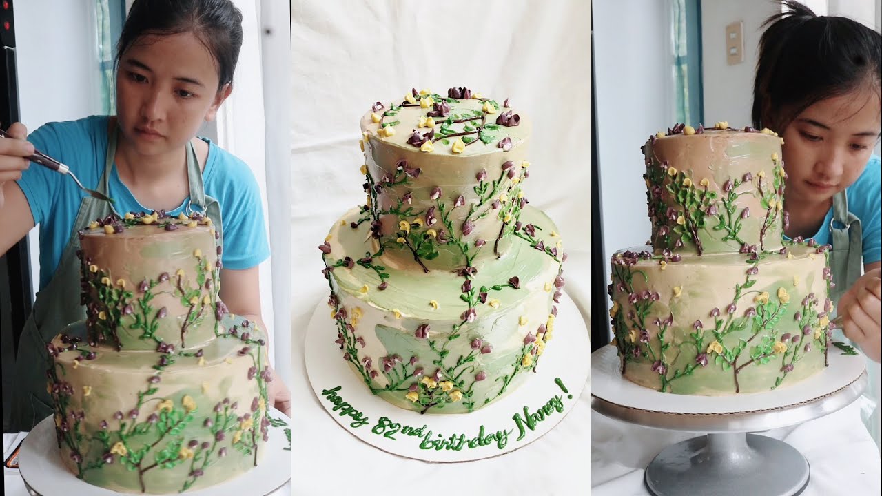 Simple Floral Cake Design | Proncess GB - YouTube