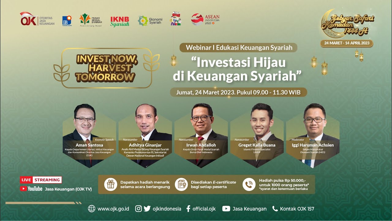 [LIVE] Gebyar Safari Ramadan 1444 H - Webinar I: Investasi Hijau di Keuangan Syariah - YouTube