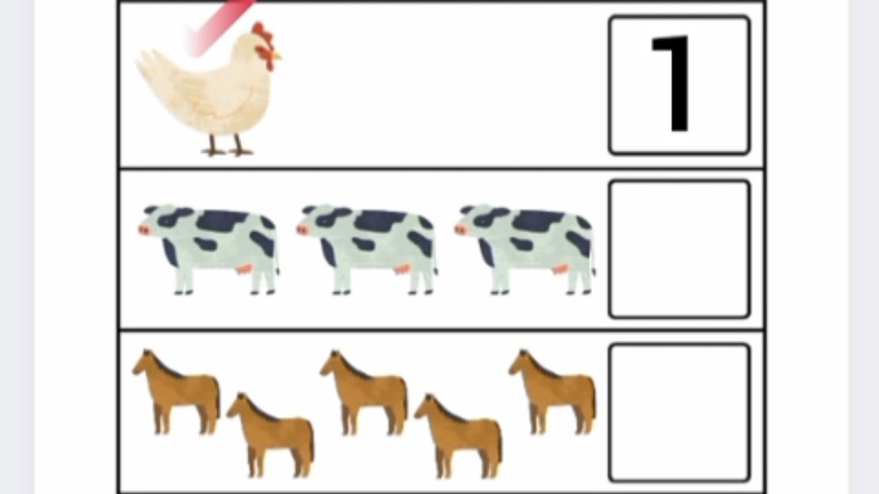 Let's Count Animals in the picture Cow Chicken Swan Pig Horse - YouTube