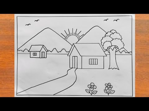 Scenery Drawing Easy / How to Draw Nature Scenery Easy Step By Step ...