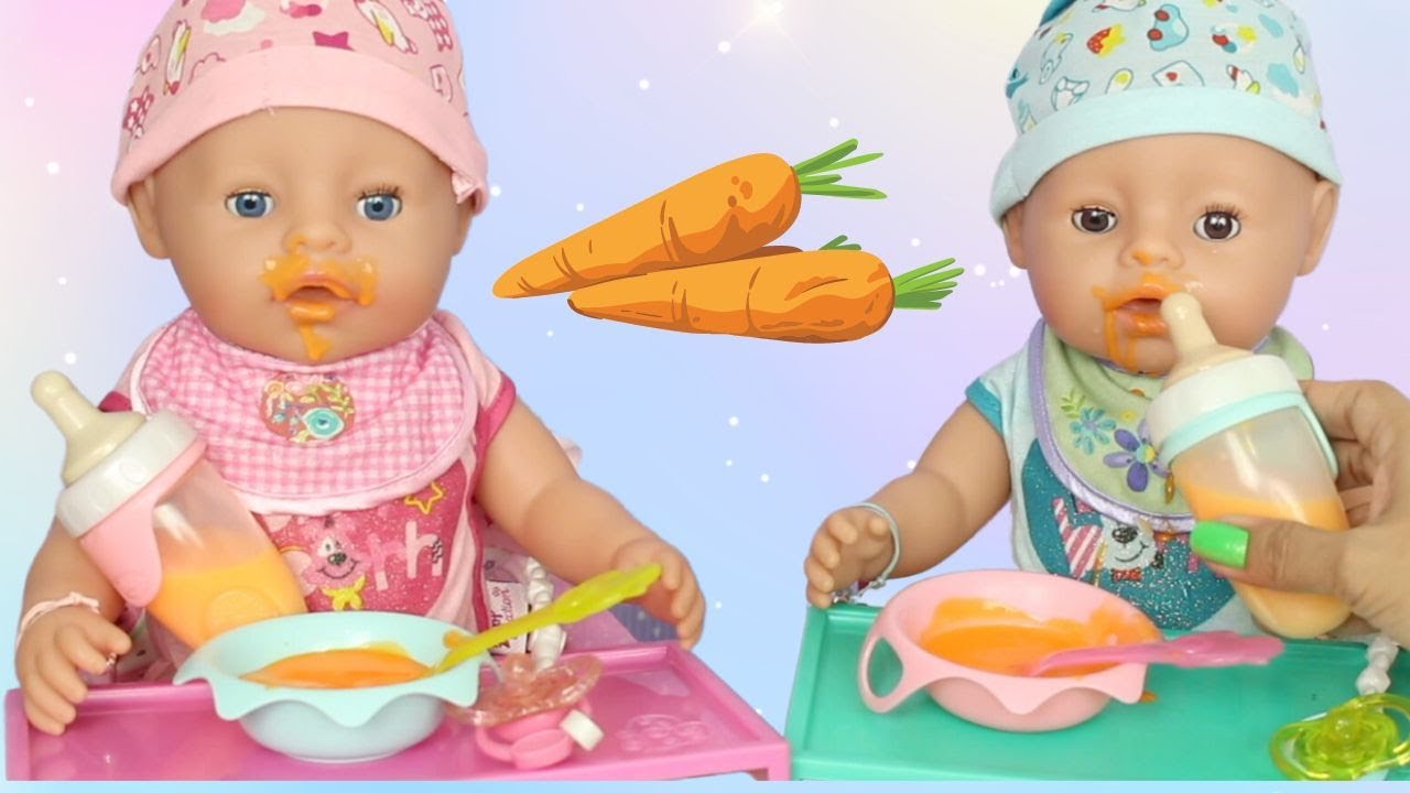 My Twin Babies Born- Play cooking Carrot baby food - YouTube