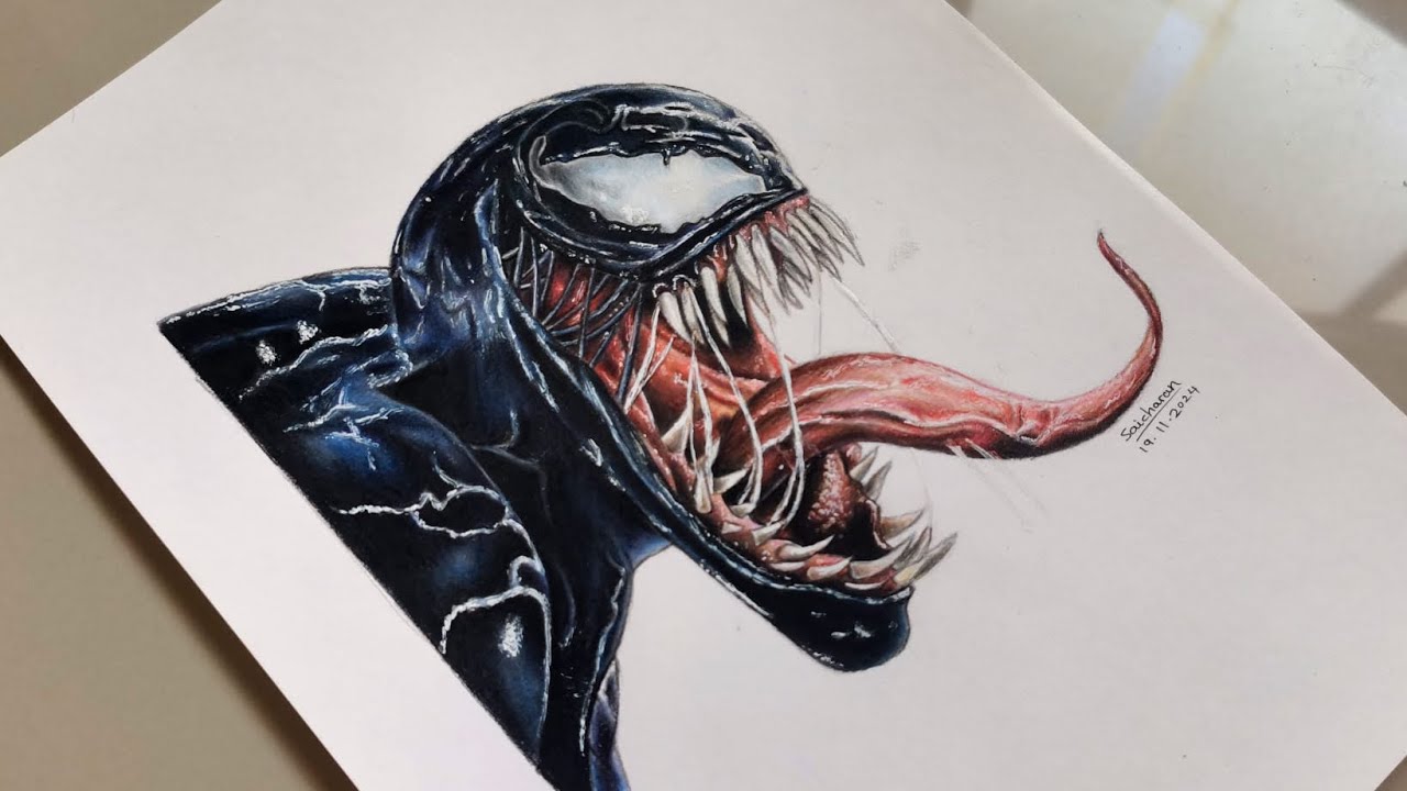 Drawing Venom | Color pencil Drawing - YouTube