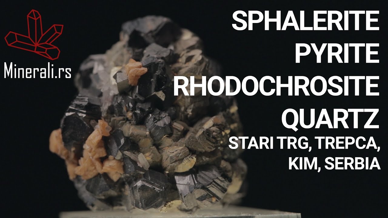 Sphalerite, pyrite, rhodochrosite, quartz / Sfalerit, pirit, rodohrozit ...