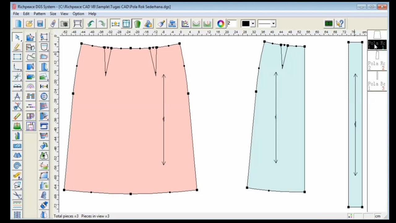 CAD RICHPEACE || Membuat Pola Rok, Grading, & Marker Pola - YouTube