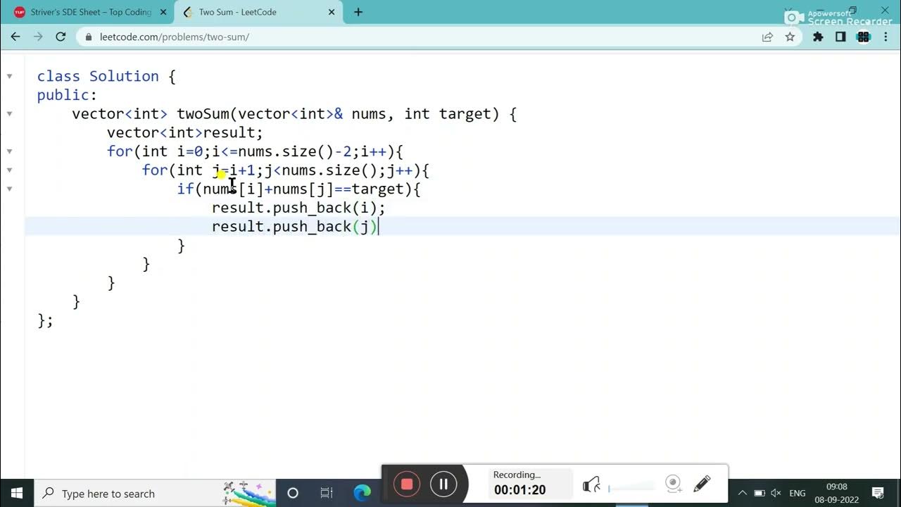 1. 2 Sum || LEETCODE SOLUTION || IN C++ || DATA STRUCTURE AND ALGORITHM ...