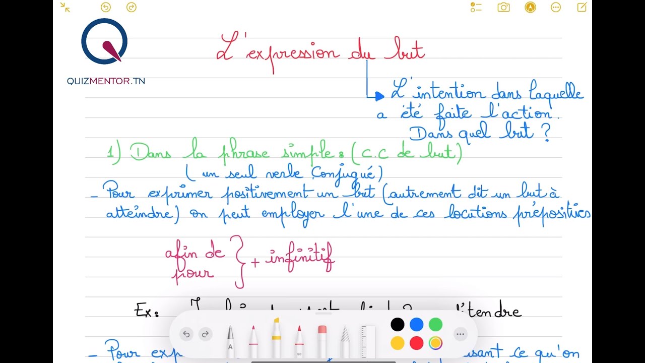 9ème année | Français | L'expression de but - YouTube