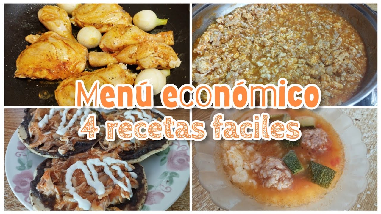 menú económico 4 recetas super fácil sencillo y económico🧆🍛🍝 - YouTube