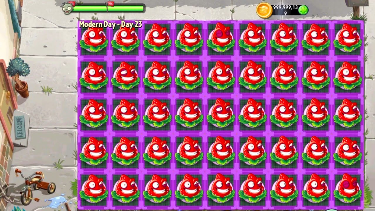 Plants Vs zombies 2 Max Level Strawburst Vs All Zombies Gameplay ...