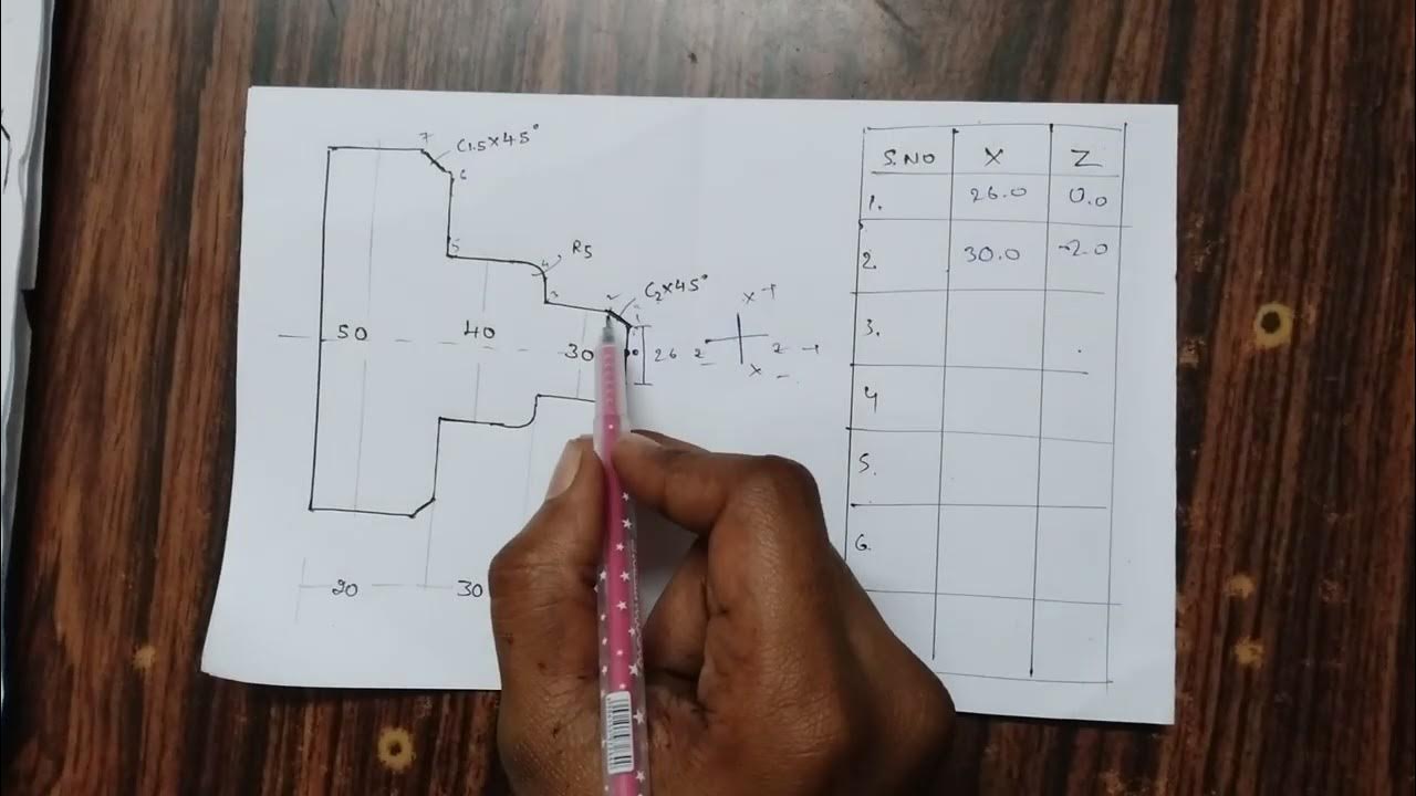 How to write CNC program in Telugu | Chamfer and Radius | In absolute method - YouTube
