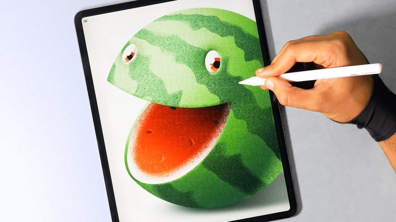 Watermelon Pac-Man | Illustration on iPad Pro - YouTube