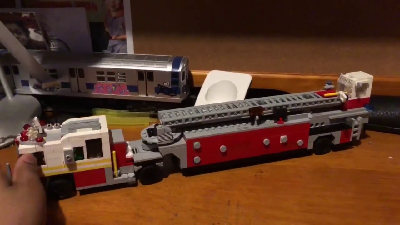 LEGO FDNY tiller ladder (no decals) - YouTube