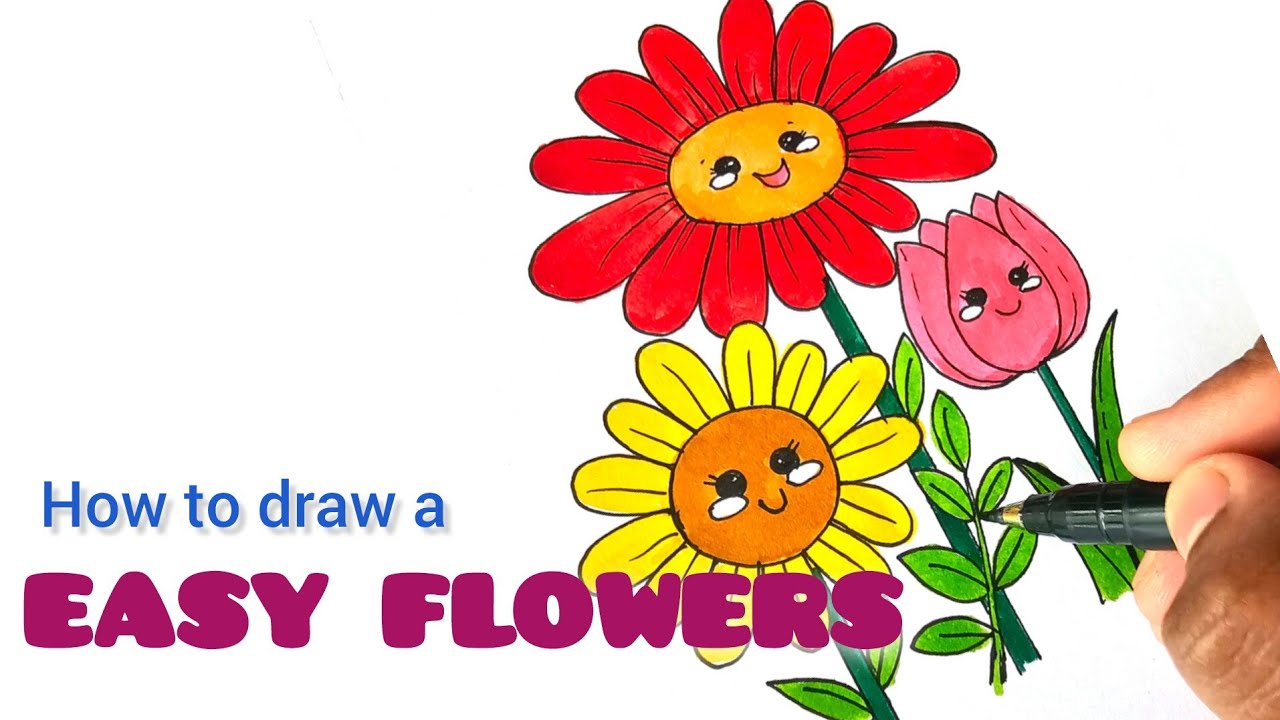 How to draw Easy doodle flowers🌸|Drawing Cute Flowers for Beginners ...