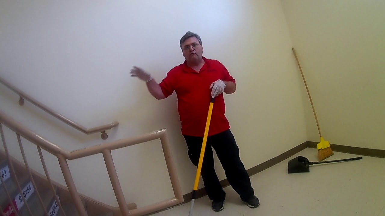 custodian training cleaning stairwells - YouTube