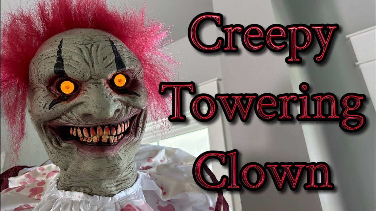 Spirit Halloween Creepy Towering Clown Demo - YouTube