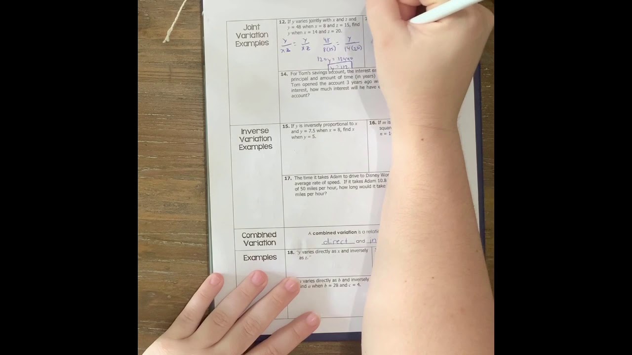 Direct, Joint, & Inverse Variation Notes - YouTube