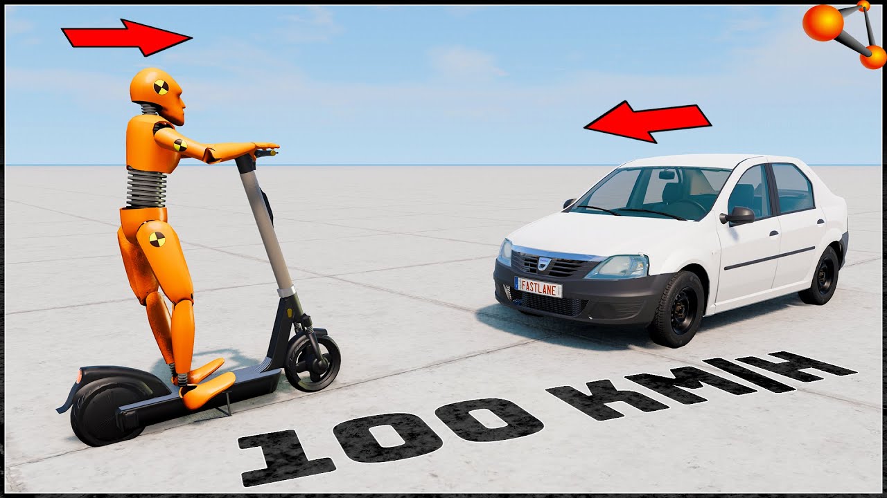 ELECTRIC SCOOTER vs DACIA LOGAN! 100 Km/H CRASH TEST! - BeamNg Drive ...