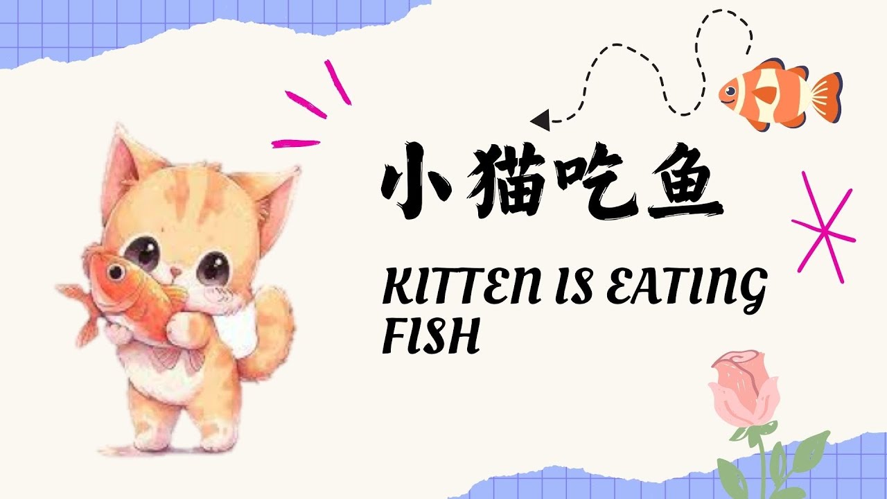 Chinese/Mandarin Story For Intermediate Level 小猫吃鱼 Kitten Is Eating ...