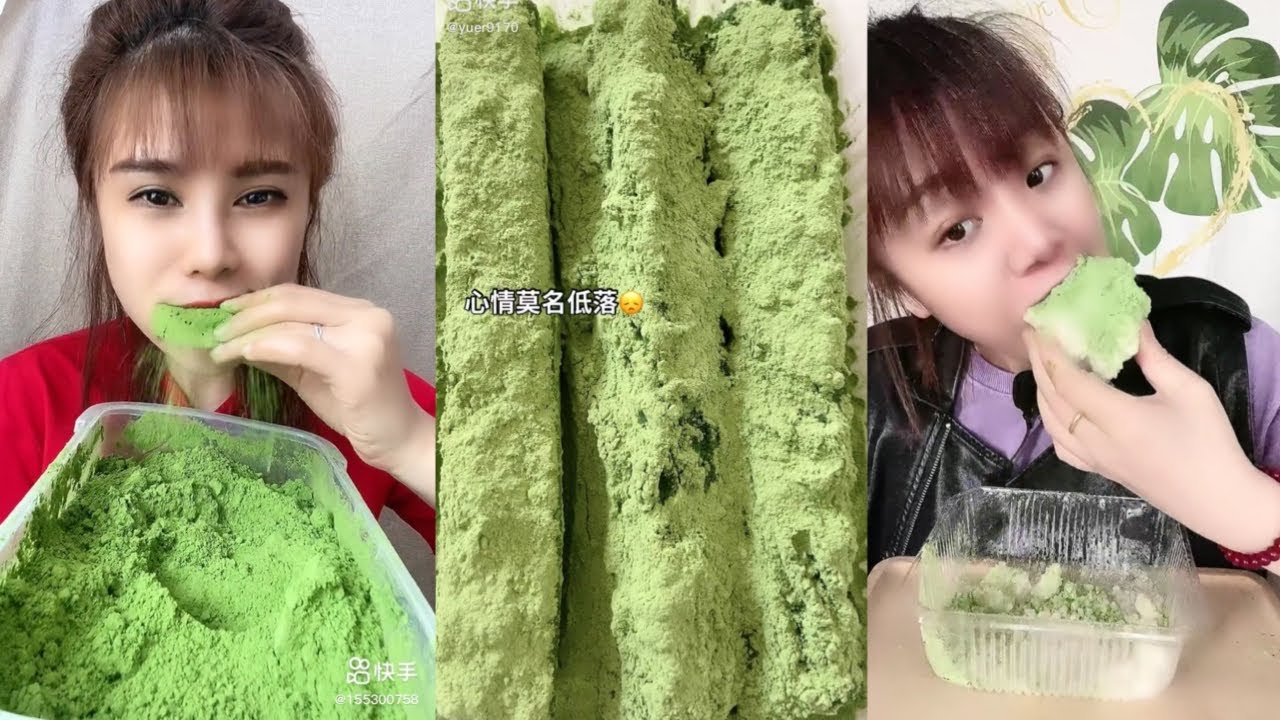 *ASMR* POWDERY & GRAINY MATCHA GREEN TEA ICE EATING - YouTube