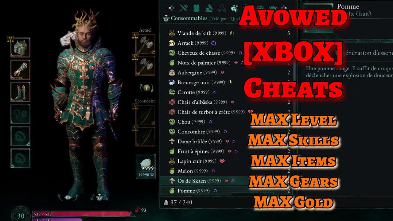 Avowed [XBOX] Cheats: MAX Level, MAX Skills, MAX Items, MAX Gears, MAX ...