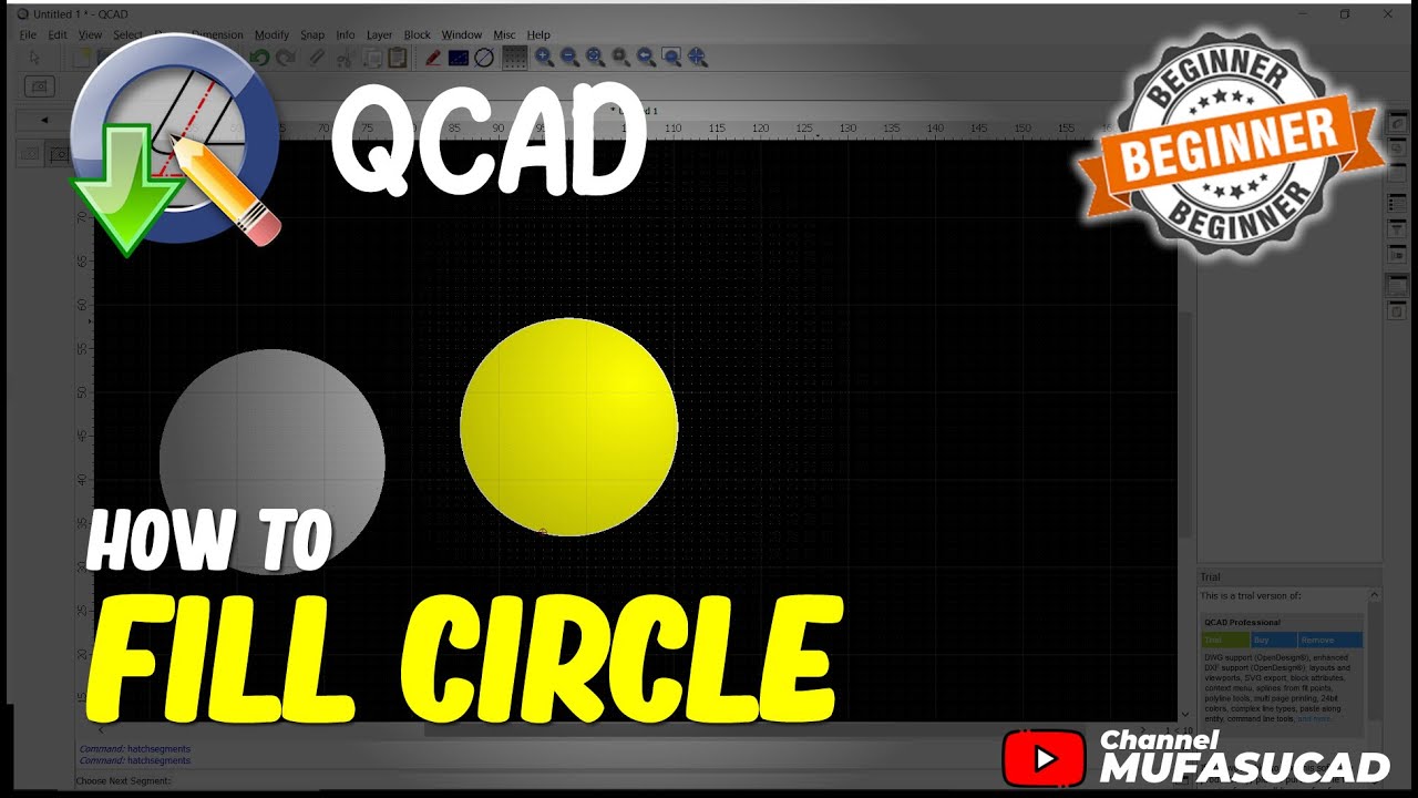 QCAD How To Fill Circle - YouTube