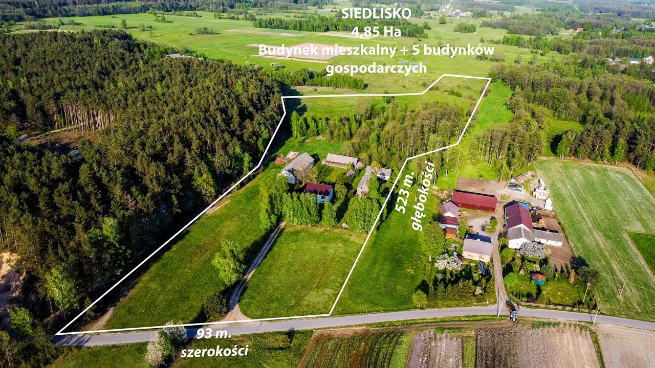 PREZENTACJA dużego SIEDLISKA o powierzchni prawie 5 HA z DOMEM oraz 5 ...