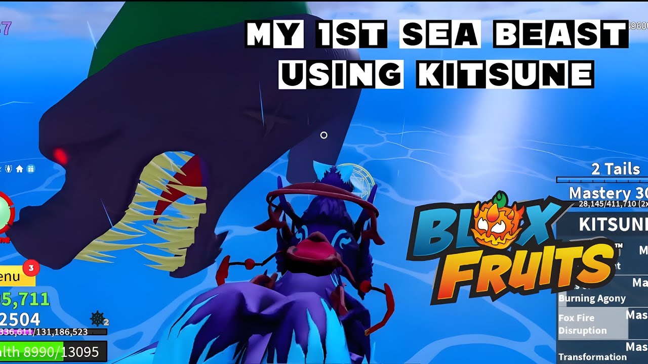 My 1st Sea Beast using Kitsune - Blox Fruits! - YouTube