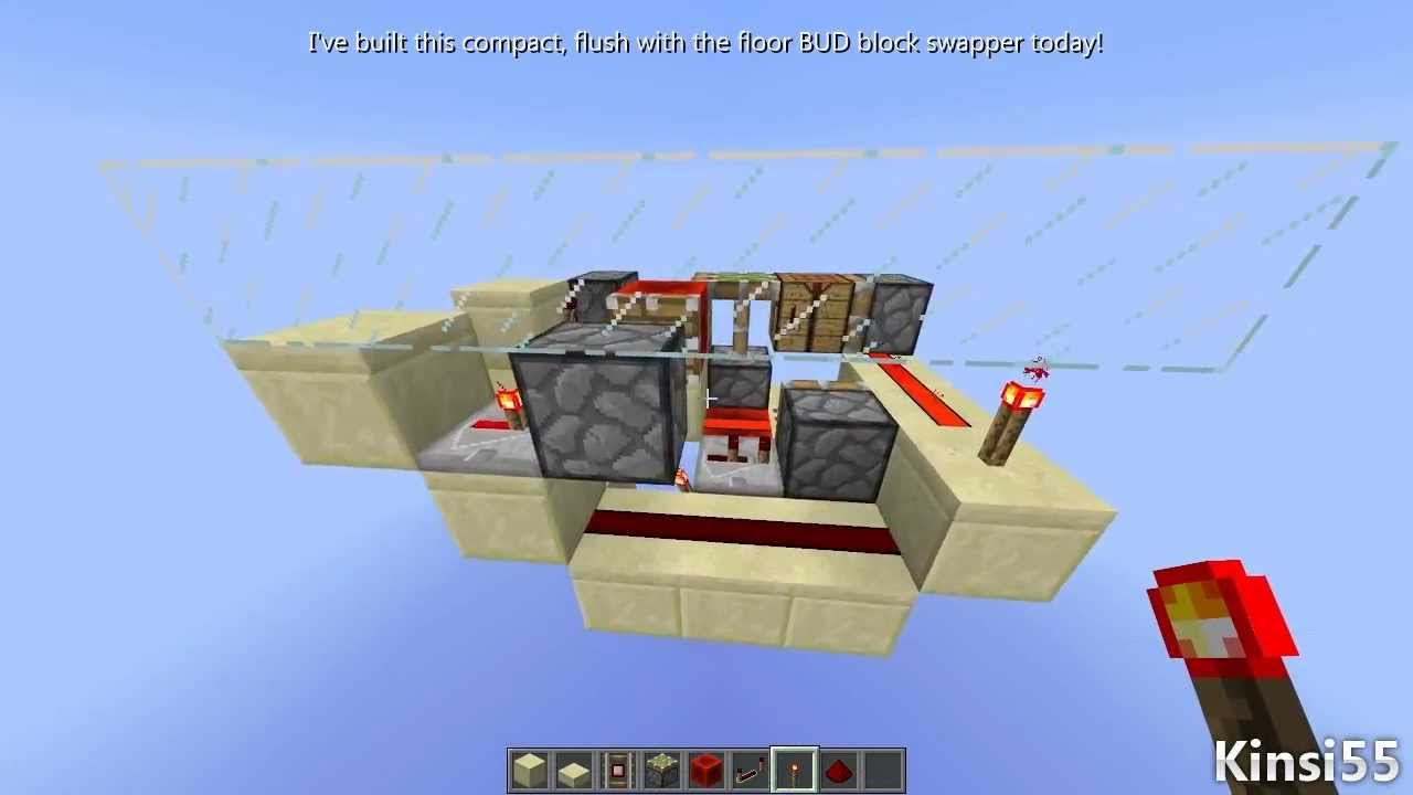 Flush w/ the floor, Torch / redstone BUD block swapper (6x4x4) - YouTube